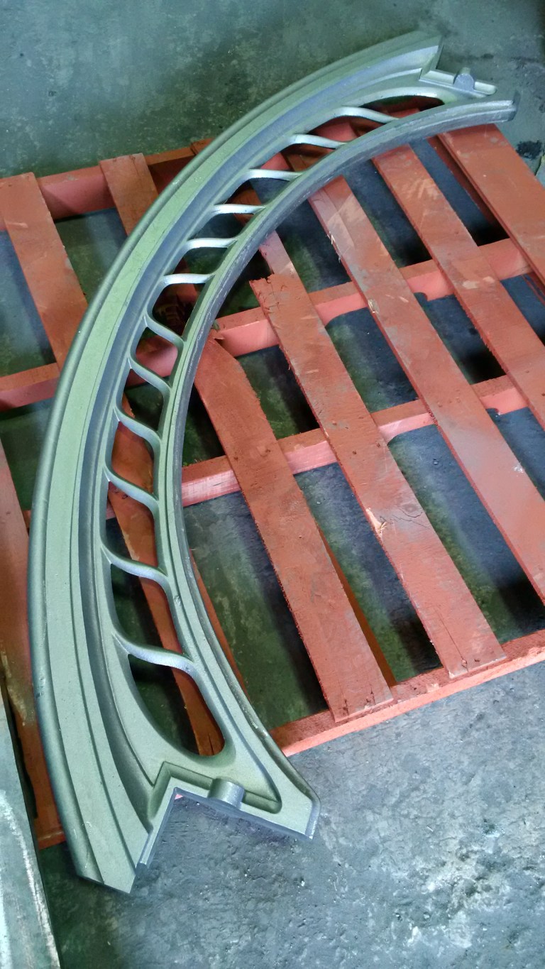 First casting. One of 13 cast iron beams designed to carry a glass roof.